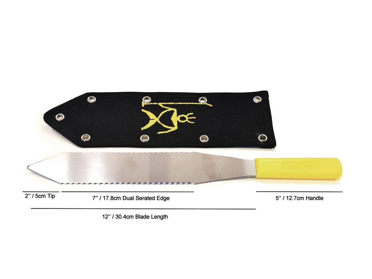 Mini Glue Cutter - Dual-Serrated 12" Blade, 17" + Sheath | Dentcraft Tools